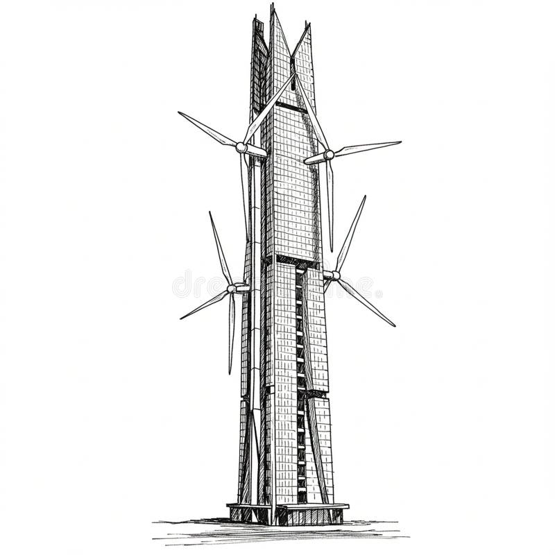 A Conceptual Drawing of a Modern Skyscraper Integrated with Multiple ...
