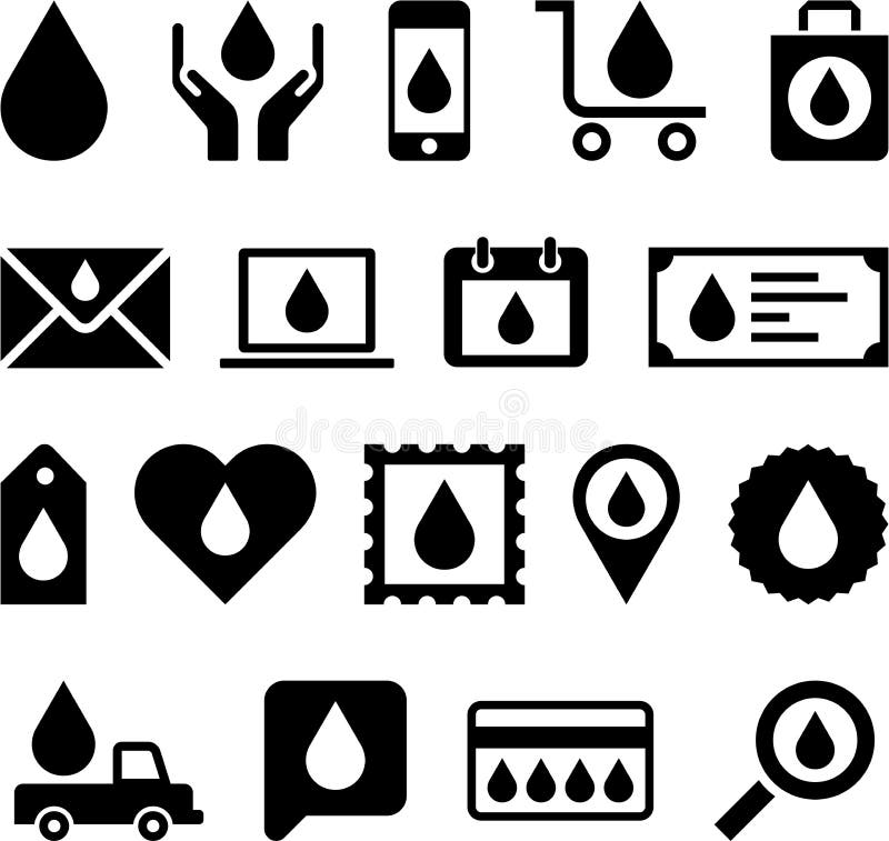 Set of water drop icons stock vector. Illustration of graphical - 34384411