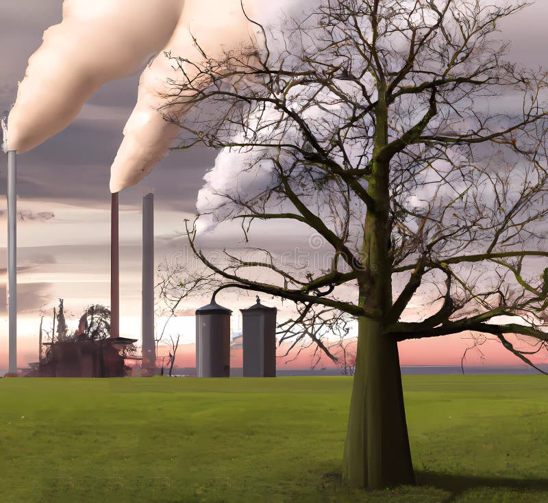 Conceptual Environmental Pollution with Industrial Chimneys and Trees ...