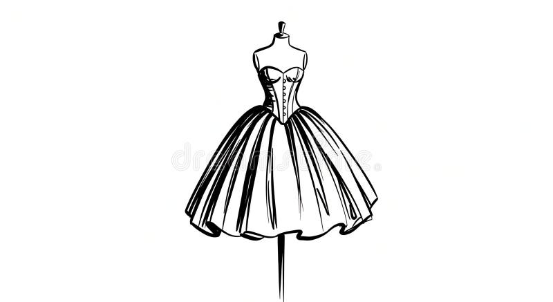 Conceptual Evening Wear Drawing Creative Garment Sketch Stock ...