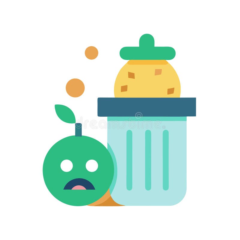 Fruit Waste Sad Face Concept in Flat Vector Illustration Style on White ...