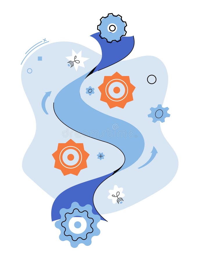 Conceptual Fluid Path with Gears and Arrows Symbolizing Process Flow ...