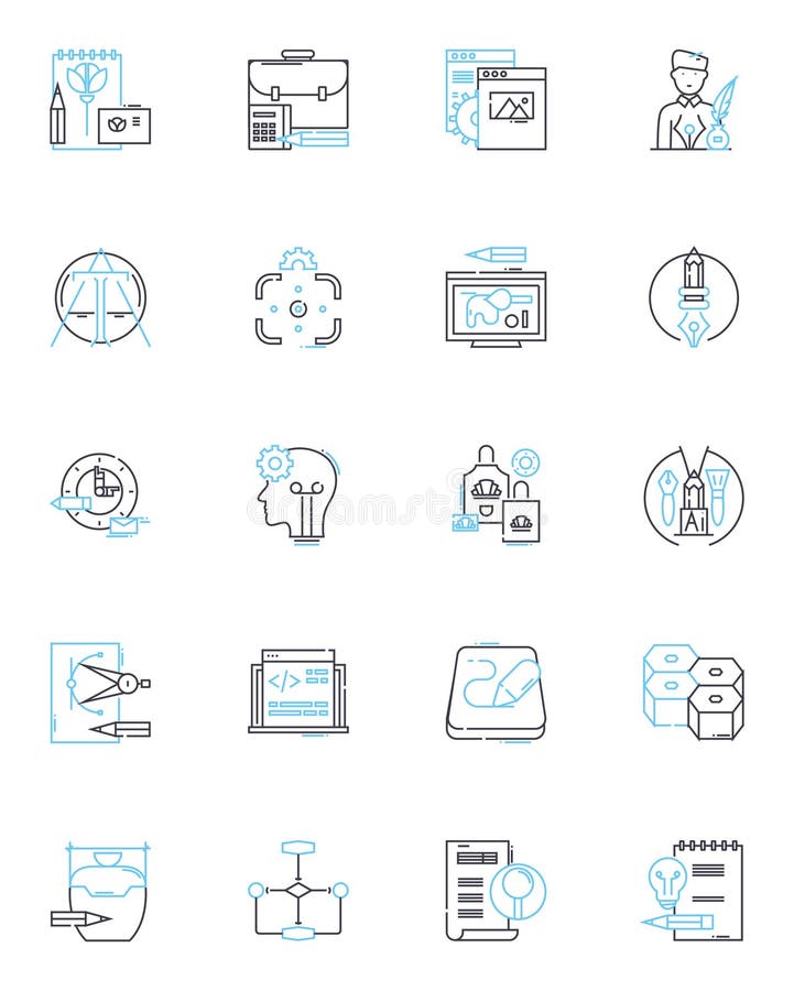 Conceptual Frameworks Linear Icons Set Structure Insight Context Abstraction Framework