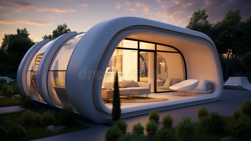 Conceptual Futuristic Modular House of the Future. Frame is Made of ...