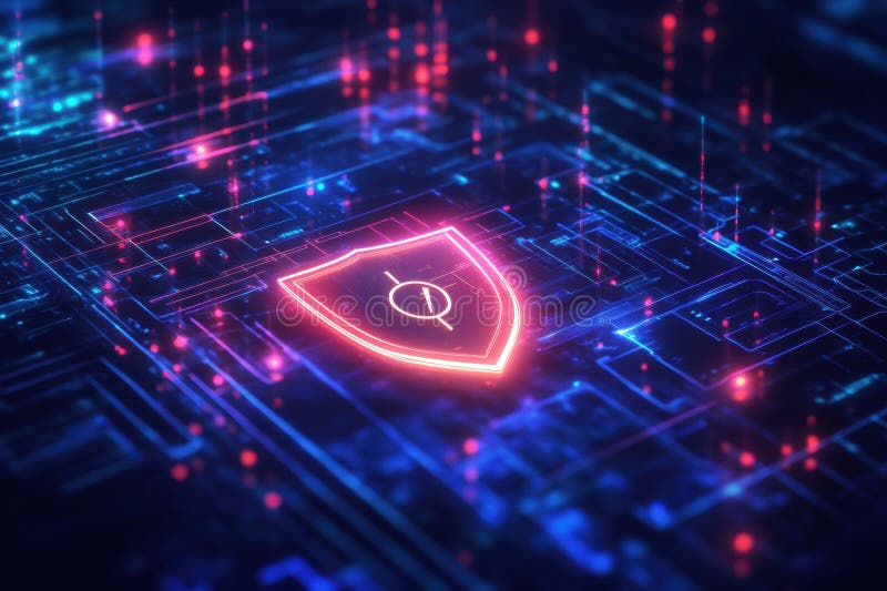Conceptual Futuristic Security Design Featuring Glowing Shield Symbol ...