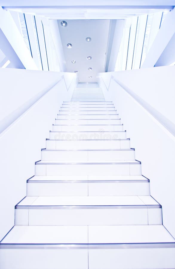 Conceptual Futuristic Stairs in White Hall Stock Photo - Image of ...