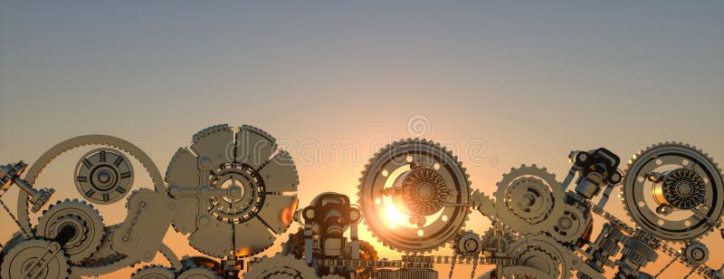 Gears and Cogs Close Up 3d Render Stock Illustration - Illustration of ...