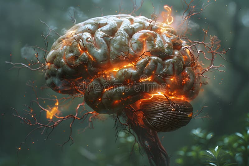 Conceptual Glowing Brain in Nature - Symbolizing Neural Activity ...