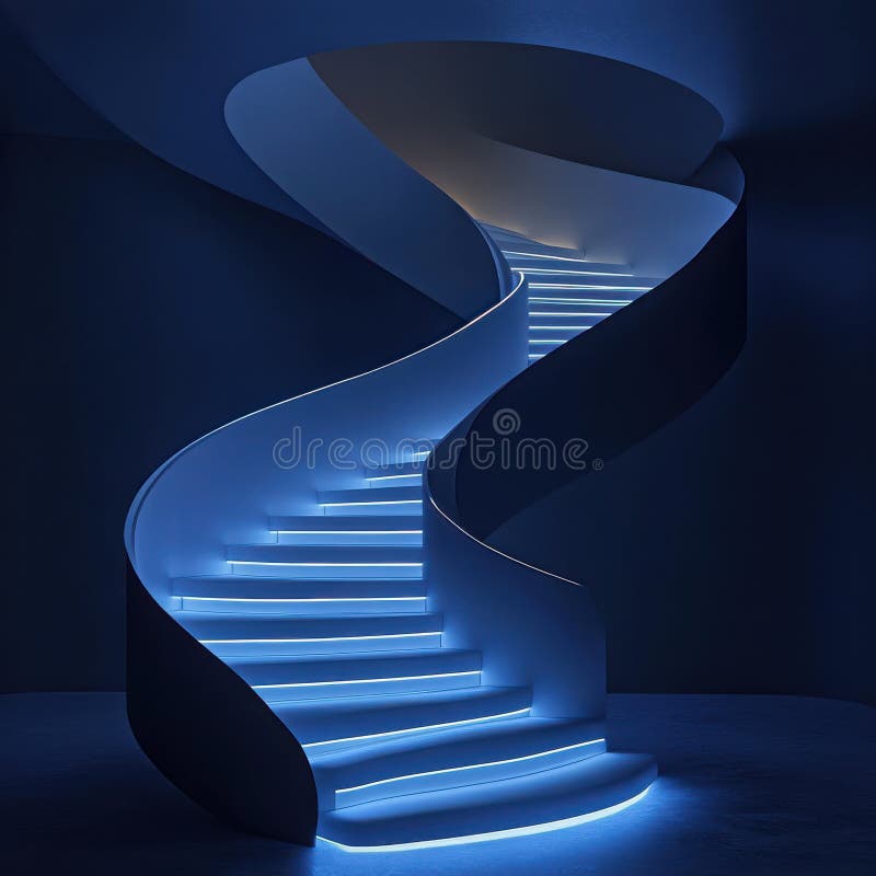 A Conceptual Glowing Spiral Staircase in a Void, Symbolizing Growth and ...