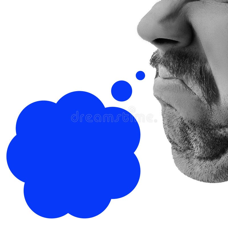 Conceptual Graphic Design. Close-up of Black-and-white Face Expressing ...