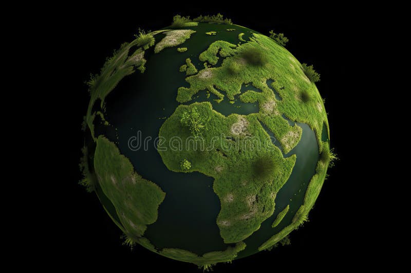 Conceptual Green Earth with Grass and Trees. World Map Derived from ...
