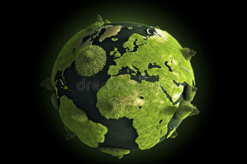 Conceptual Green Earth With Grass And Trees World Map Derived From Nasa Stock Image Image Of