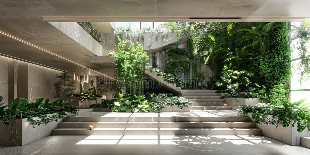 Conceptual Greenery Setup Enhancing Modern Interior Aesthetics Stock ...