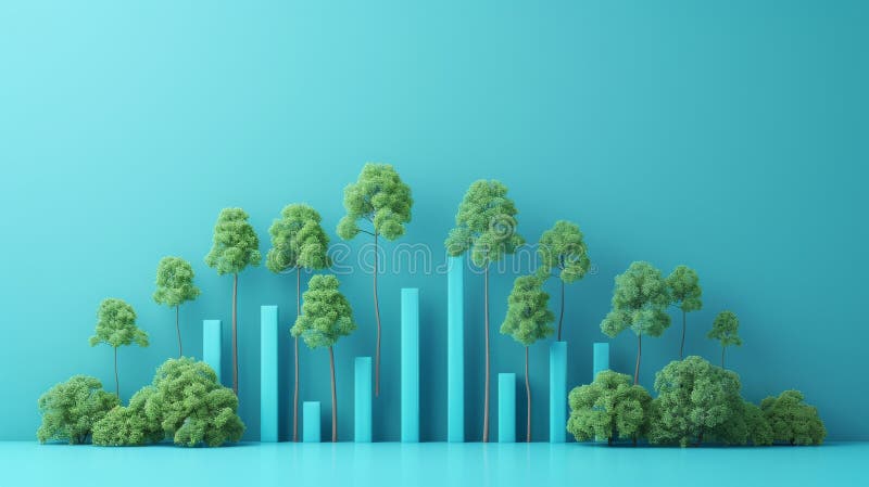 Conceptual Growth Chart with Trees on Blue Background Stock Photo ...