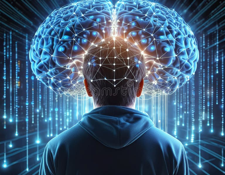 Conceptual Hacker& X27;s Brain with Neural Pathways Illuminated by ...