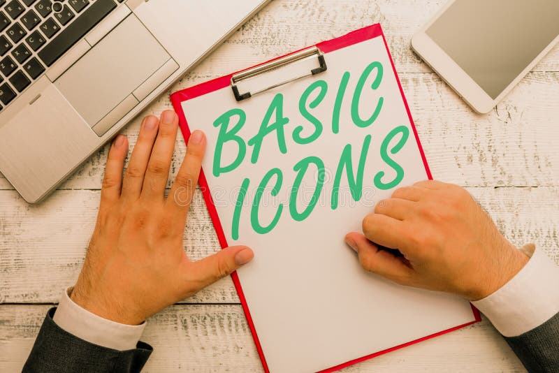 Conceptual Hand Writing Showing Basic Icons. Business Photo Text ...