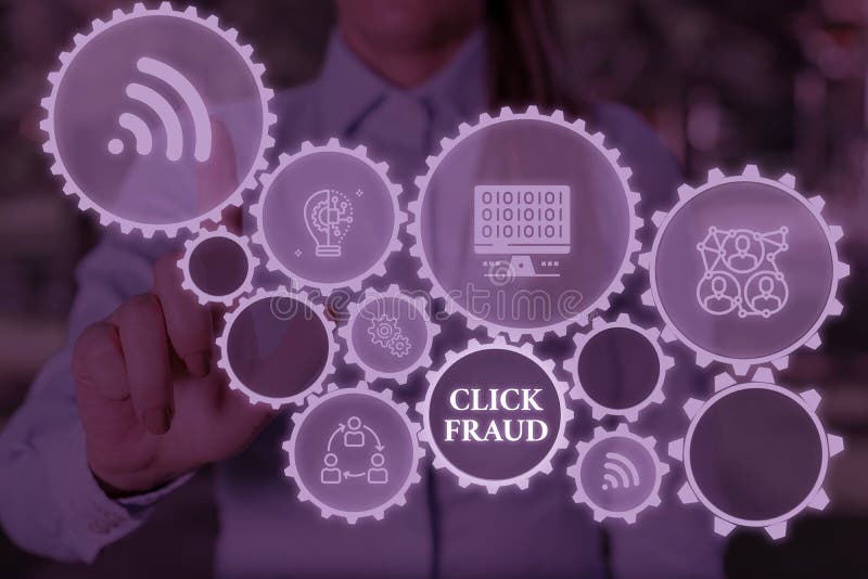 Conceptual Hand Writing Showing Click Fraud. Business Photo Showcasing ... Conceptual Hand Writing Showing Click Fraud. Business Photo Showcasing ...