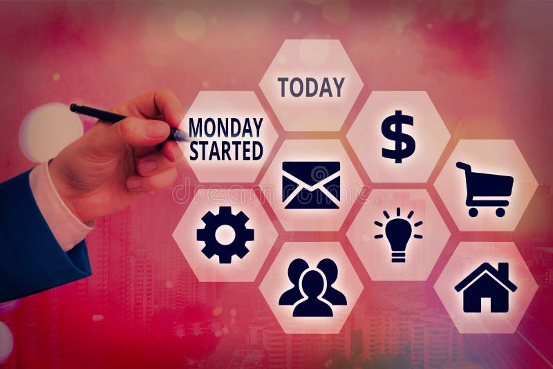 Conceptual Hand Writing Showing Monday Started. Business Photo ...