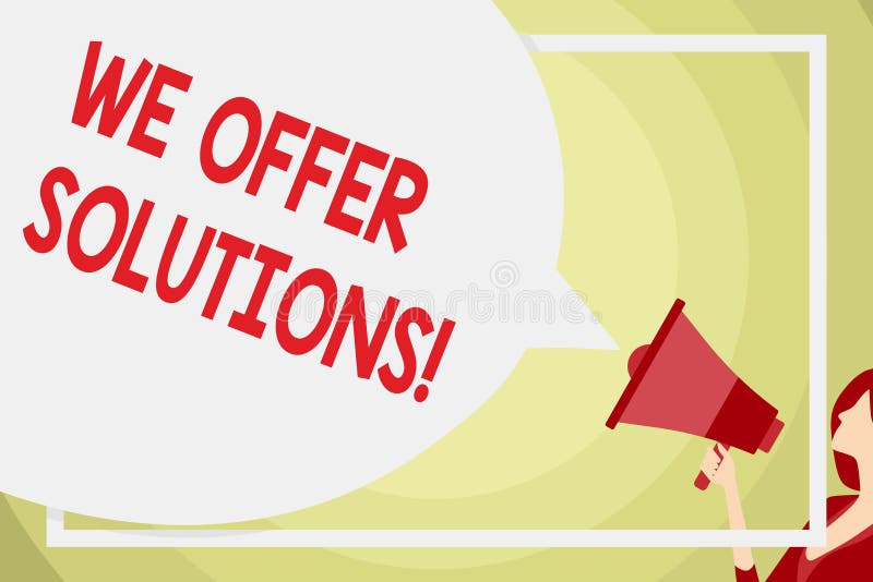 Conceptual Hand Writing Showing we Offer Solutions. Business Photo Text ...