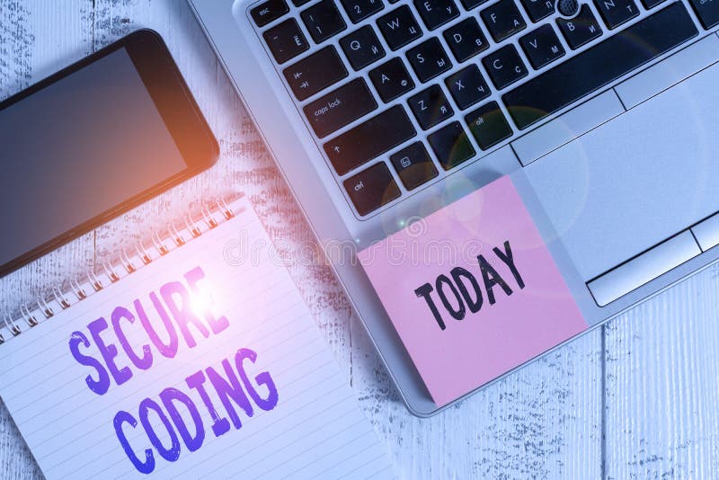 Conceptual Hand Writing Showing Secure Coding Business Photo Showcasing Applied To Avoid The