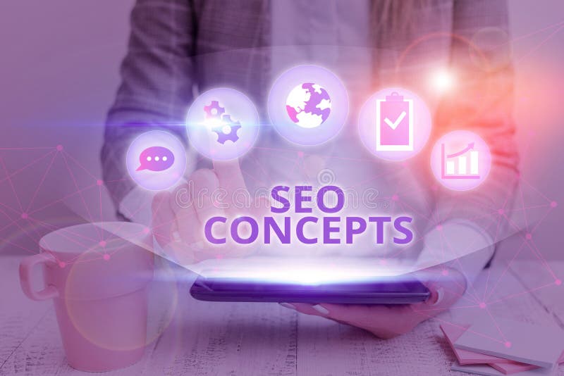 Conceptual Hand Writing Showing Seo Concepts. Business Photo Showcasing ... Conceptual Hand Writing Showing Seo Concepts. Business Photo Showcasing ...