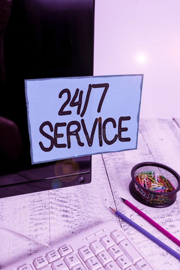 Conceptual Hand Writing Showing 24 or 7 Service. Business Photo Text ...