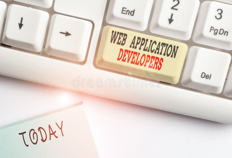 Conceptual Hand Writing Showing Web Application Developers. Business Photo Showcasing Internet ...