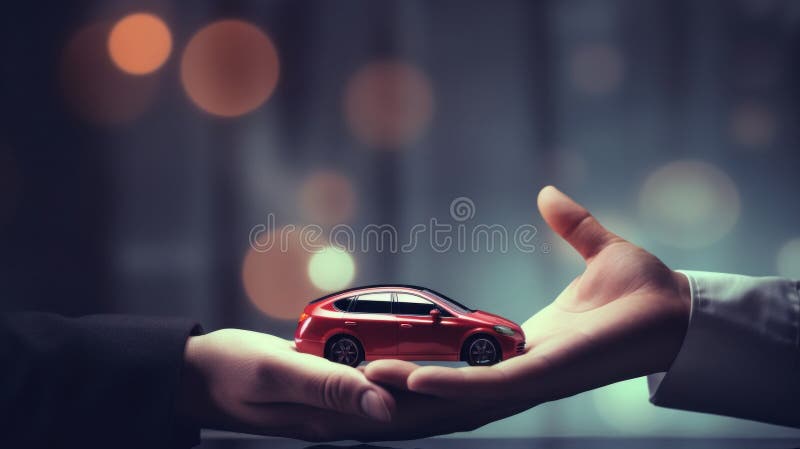Conceptual Handover of Red Car in Urban Setting Stock Illustration ...