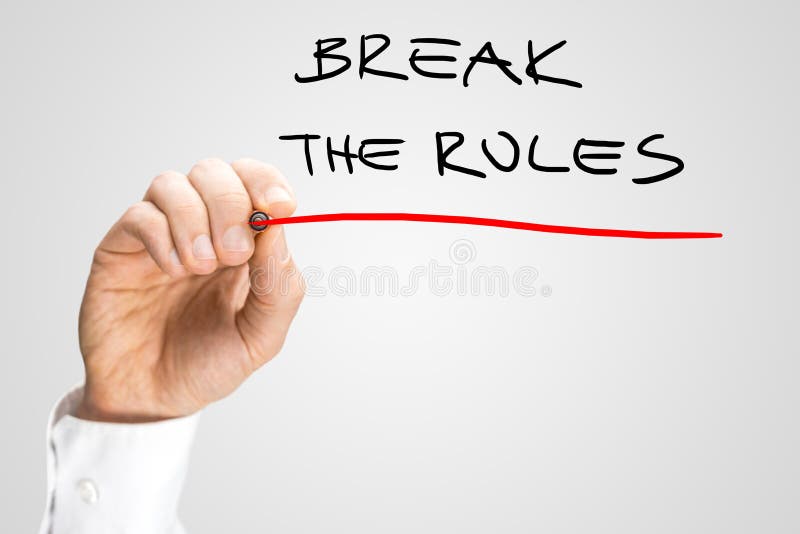 Conceptual Handwritten Red Underline on Break the Rules Stock Photo ...