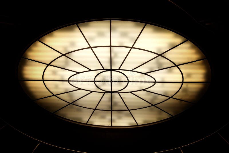 Conceptual High Contrast Shot of Oval Lighting at the Ceiling Stock ...