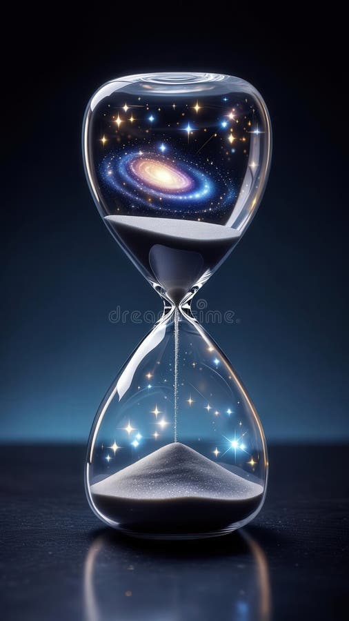 Conceptual Hourglass with Galaxy and Stars Inside, Symbolizing Time ...