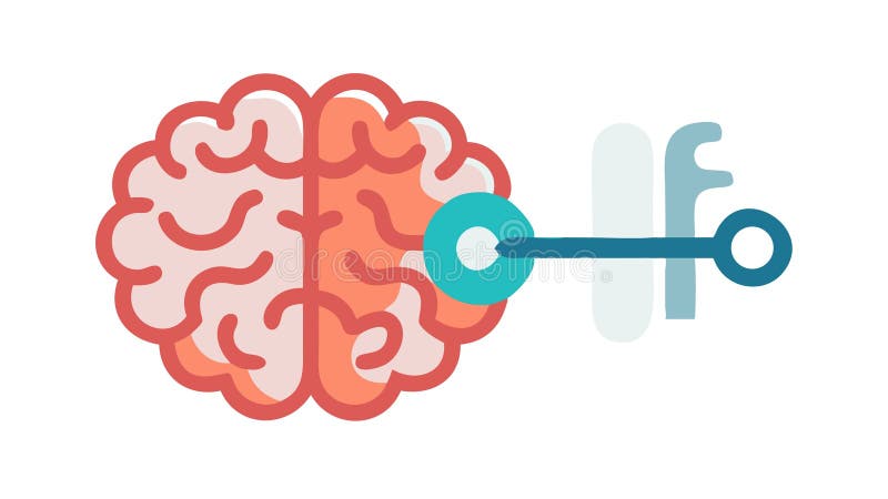 Cognitive Control Icon with Brain and Turning Knob, Vector Design ...