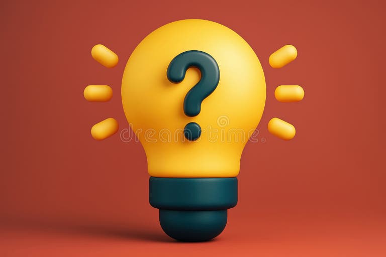 Conceptual Idea Bulb with Question Mark on Red Background Symbolizing ...