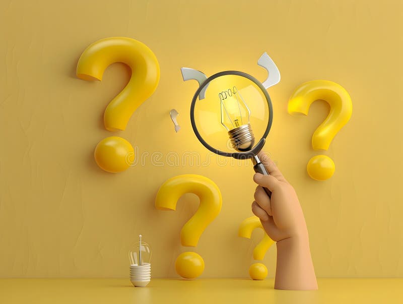 Conceptual Idea with Magnifying Glass and Light Bulb Symbolizing ...