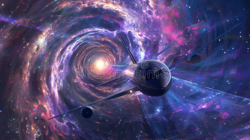 Conceptual Illustration of an Aircraft Navigating a Space-time Vortex ...