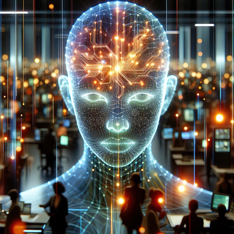 Conceptual Illustration of Artificial Intelligence, Information ...