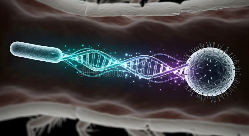 Conceptual Illustration of Bacteria, DNA Strand, and Cellular ...