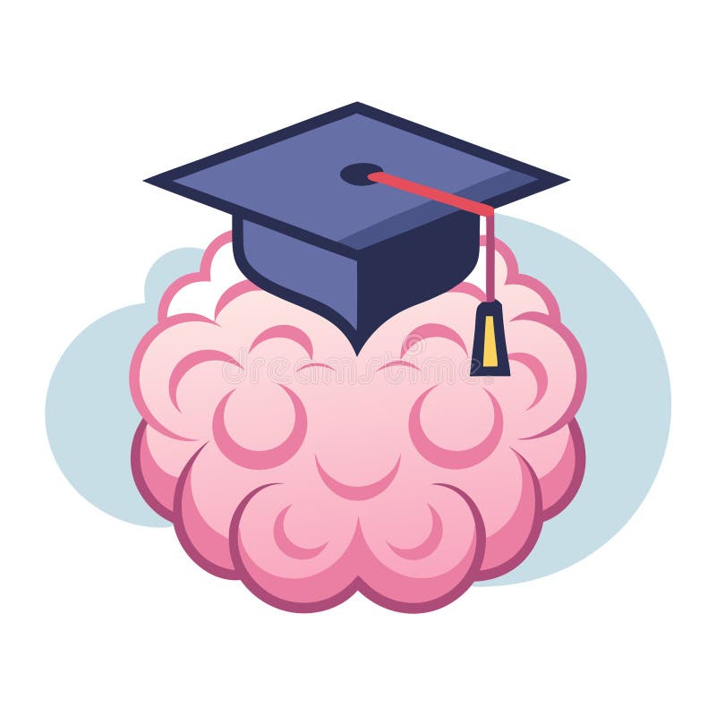 Smart Learning: Brain with Graduation Cap Symbolizes Intelligence ...