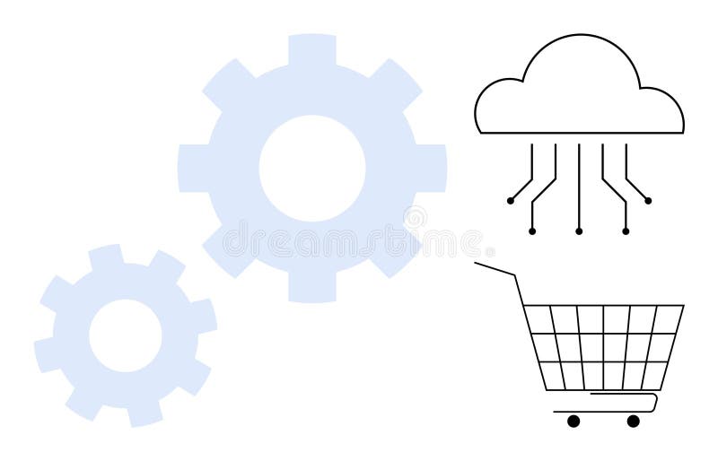 Conceptual Illustration of Cloud Computing and E-commerce with Gears ...