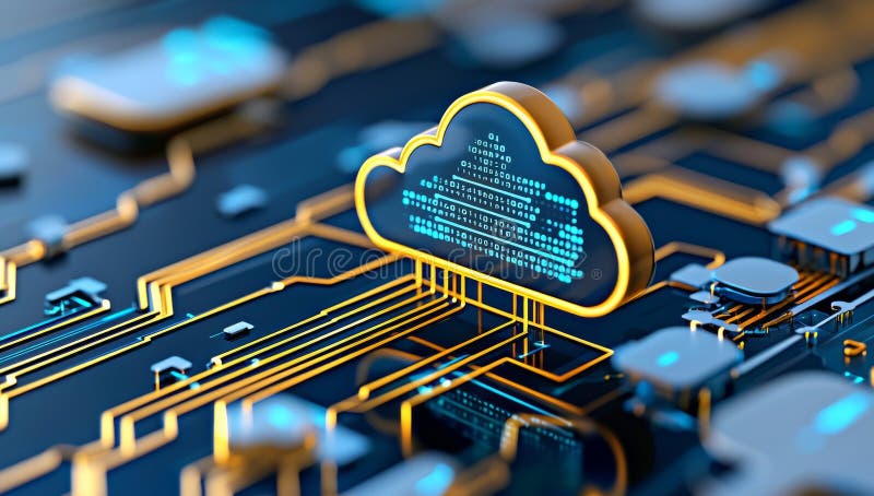 Conceptual Illustration of Cloud Computing Technology with a Large ...