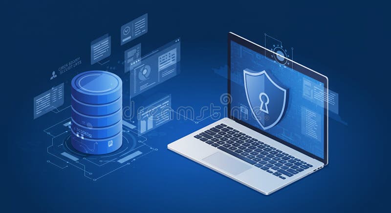 Conceptual Illustration of Cyber Security Protecting Data in a Digital ...