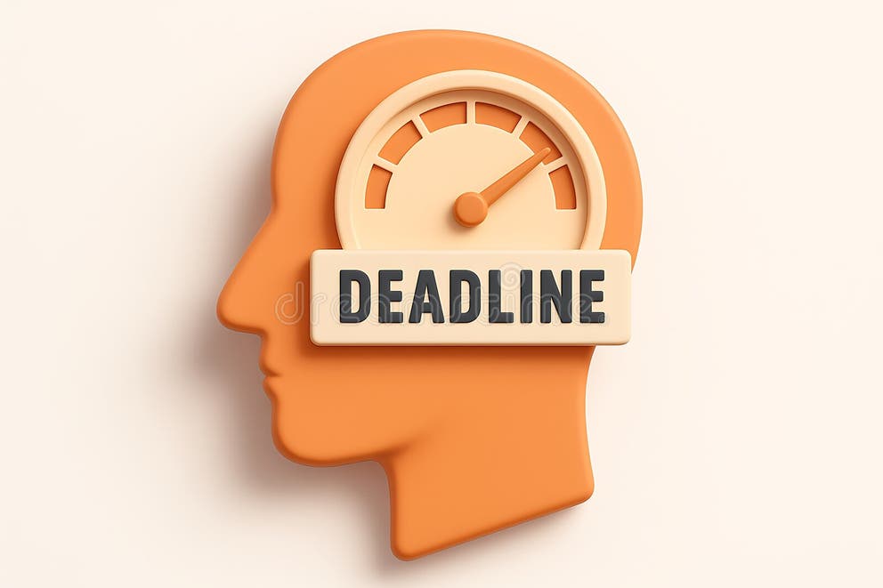 Conceptual Illustration of a Deadline Shown with a Timer Inside a Human ...