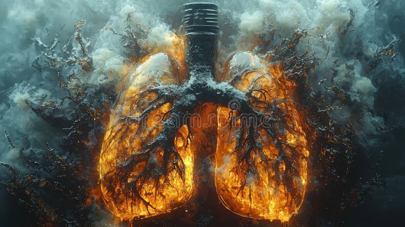 Burning Lungs Concept with Smoke and Fire Stock Photo - Image of smoke ...