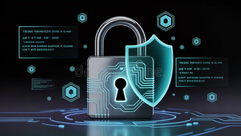 Digital Security and Protection Conceptual Illustration of a Lock and ...