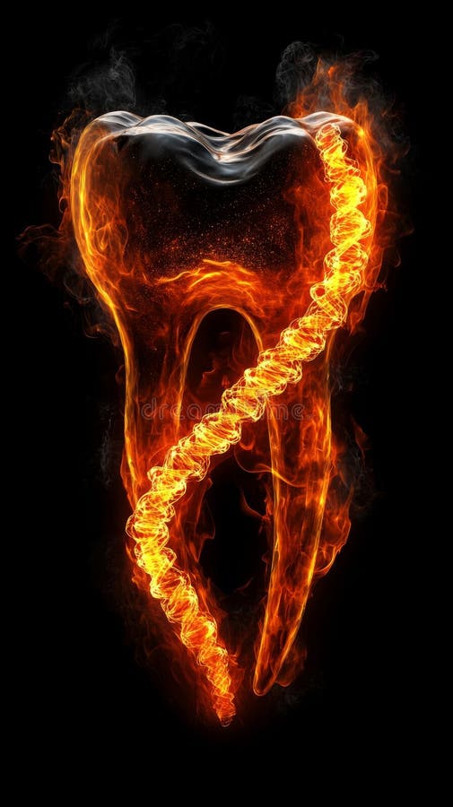 Conceptual Illustration of a DNA Strand Intertwined with a Dental ...