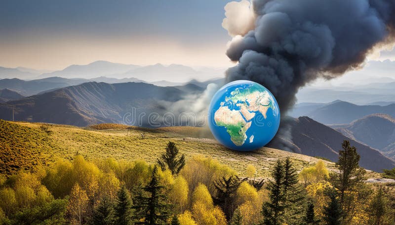Conceptual Illustration of Earth Venting Smoke Stock Illustration ...