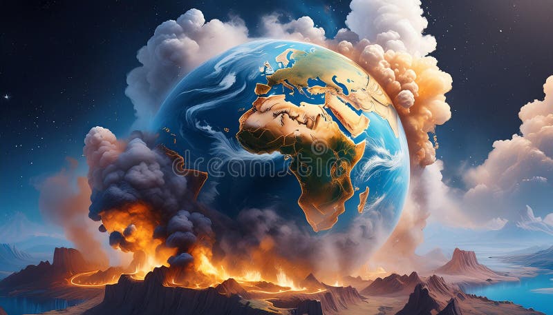 Conceptual Illustration of Earth Venting Smoke Stock Illustration ...