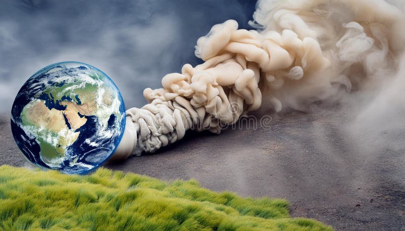 Conceptual Illustration of Earth Venting Smoke Stock Illustration ...