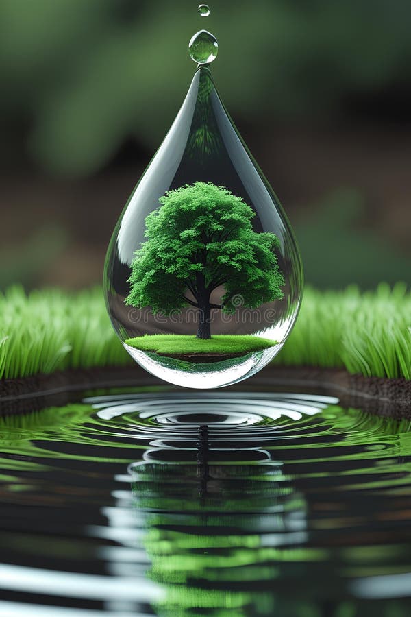 Conceptual Illustration of Ecology and Purity: Tree and Earth in Water ...