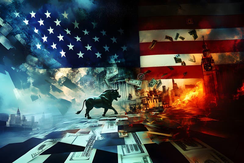 A Conceptual Illustration of an Economic War of USA, Depicted on a ...